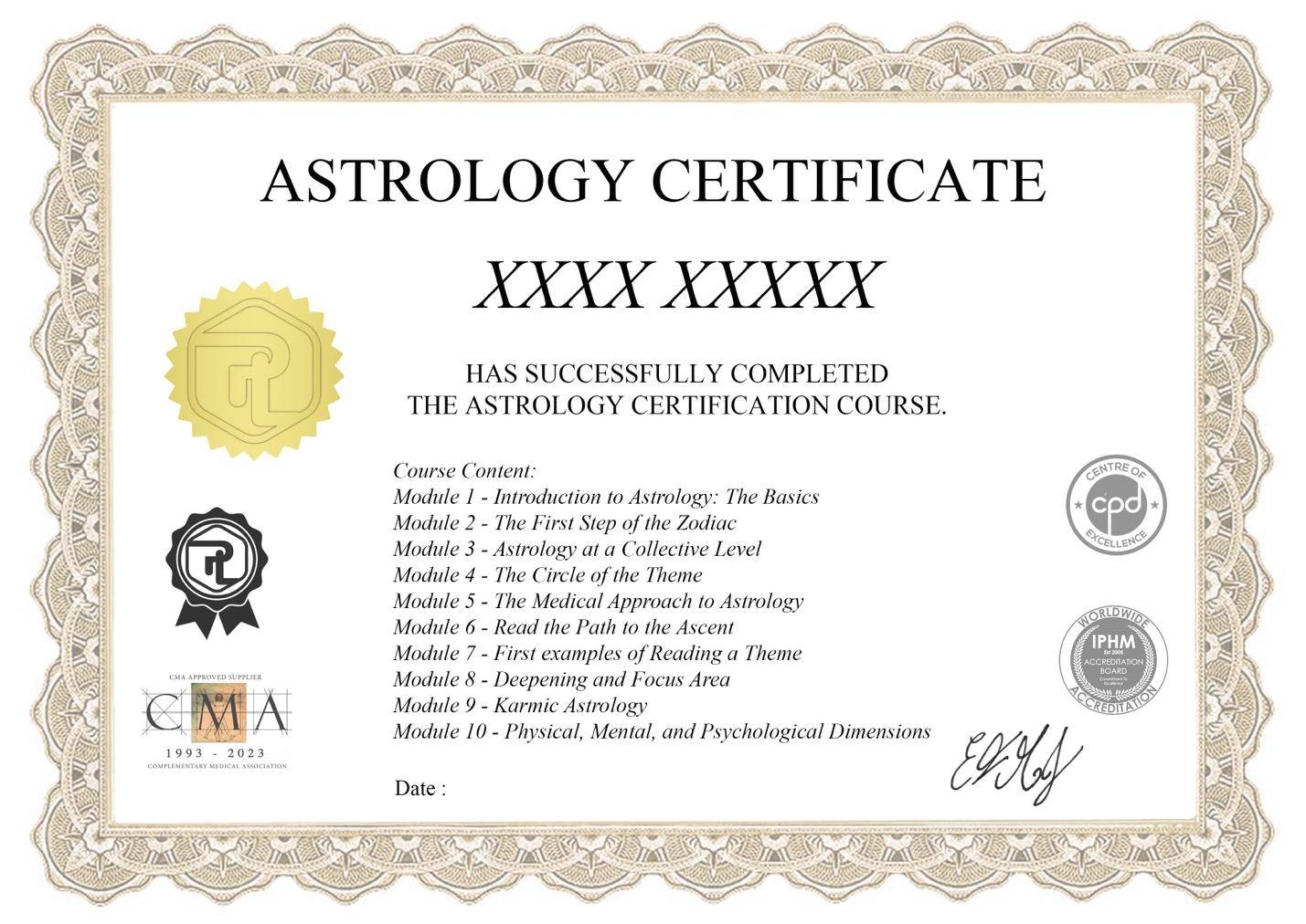 Coupon: Official Certificate Astrology - PrimoLearn
